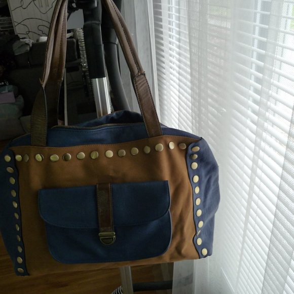 MMS Design Studio | Bags | Mms Royal Blue Light Brown Faux Leather With ...